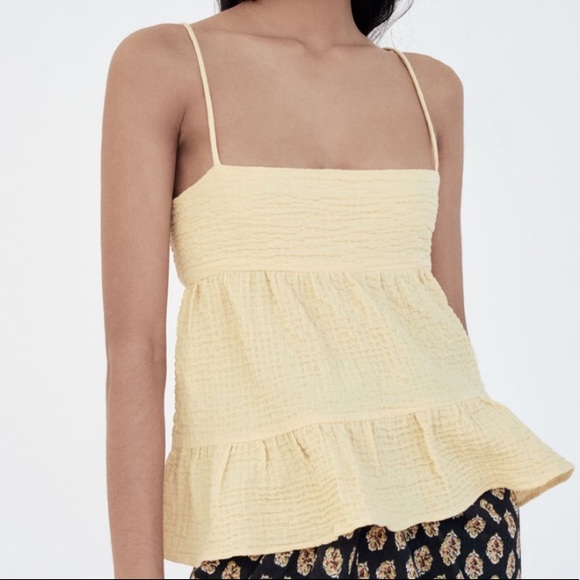 Zara | Tops | Nwt Zara Yellow Structured Top | Poshmark